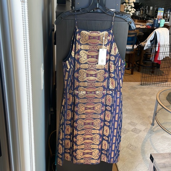 Tory Burch | Dresses | Tory Burch Jacquard Metallic Cocktail Dress ...